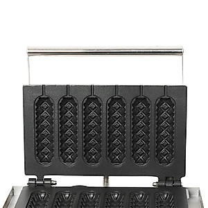 DasMarine Commercial 6Pcs Waffle Makers Hot dog Making Machine 6 Grid Crispy Machine Stainless Steel Body 1550W 110V (Blue)