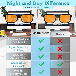 Orange Blue Light Blocking Glasses for Better Sleep - 99.5% Premium Acetate Computer Migraine Glasses for Women & Men - Amber Gaming Glasses - TV Blue Light Blockers Gamer Glasses for Eye Strain