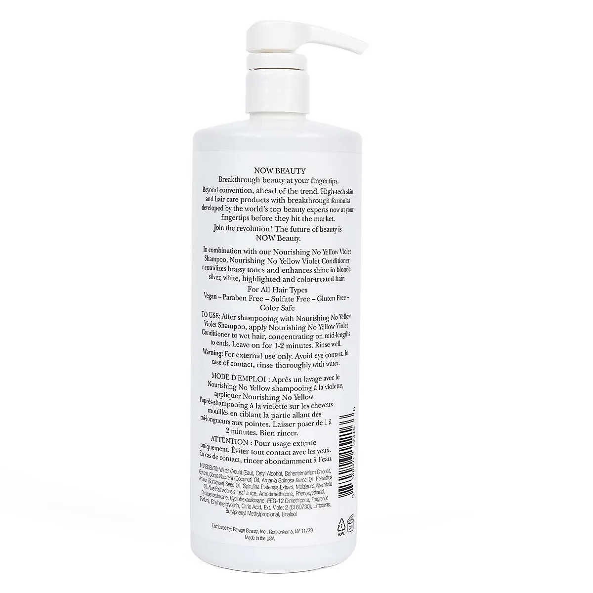 NOW Beauty - Nourishing No Yellow Violet Shampoo And Conditioner - Neutralize Brass, Enhance Shine, Hydrate Hair - 32 Oz Shampoo And 32 Oz Conditioner - 2 Pc