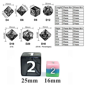 Dice- DND Dice Set 25mm RPG Dice for Dungeons and Dragons D&D Pathfinder MTG Role Playing Dice Giant Black Polyhedral Dice with Dice Bag