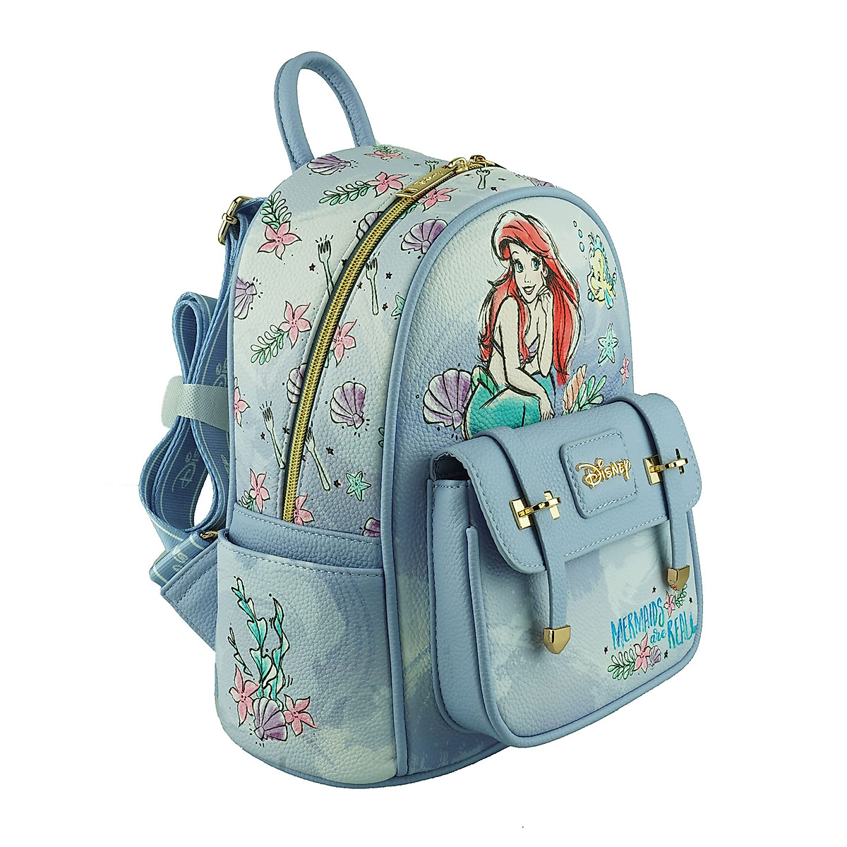 Wondapop Disney The Little Mermaid Ariel 11" Vegan Leather Fashion Mini Backpack