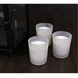 Hosley White Set of 8 Unscented Frosted Glass Filled Votive Candles Hand Poured Using a Vegetable Wax Blend