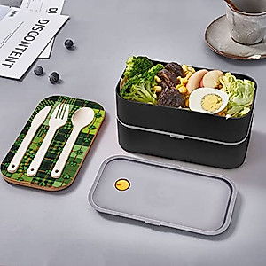 KOOLR Patchwork Print Bento Box Adult Lunch Box With 2 Compartments Stackable For Work Picnic Leak Proof Bento Box