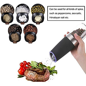 Gravity Electric Salt and Pepper Grinder Set, Automatic Pepper and Salt Mill Grinder Battery-Operated with Adjustable Coarseness, LED Light, One Hand Operated By Rongyuxuan
