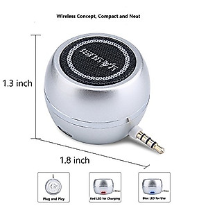 Wireless Mini Speaker 3.5mm Aux Input Jack, 3W Portable Speaker for Cellphone Tablet Laptop, Silver