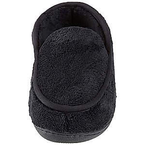 isotoner Men's Microterry Memory Foam Indoor/Outdoor Slip-On Slippers, Black, 11-12