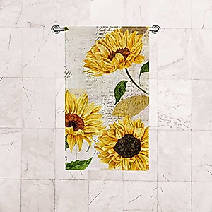 Vantaso Bath Hand Towels Sunflower Floral Retro, Soft Quick Dry Flowers Set of 2 Towels Washcloth Face Towel for Bathroom Kitchen Gym