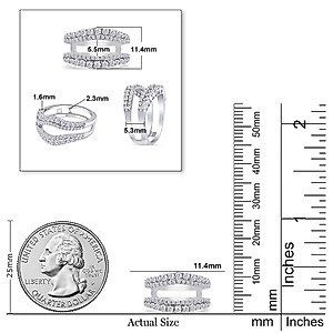 1 Carat Round Cut Lab Created Moissanite Diamond Double Row Pave Set Curved Enhancer Guard Ring In 14K White Gold Over Sterling Silver Jewelry (G-H Color, 1.00 Cttw) Size -8