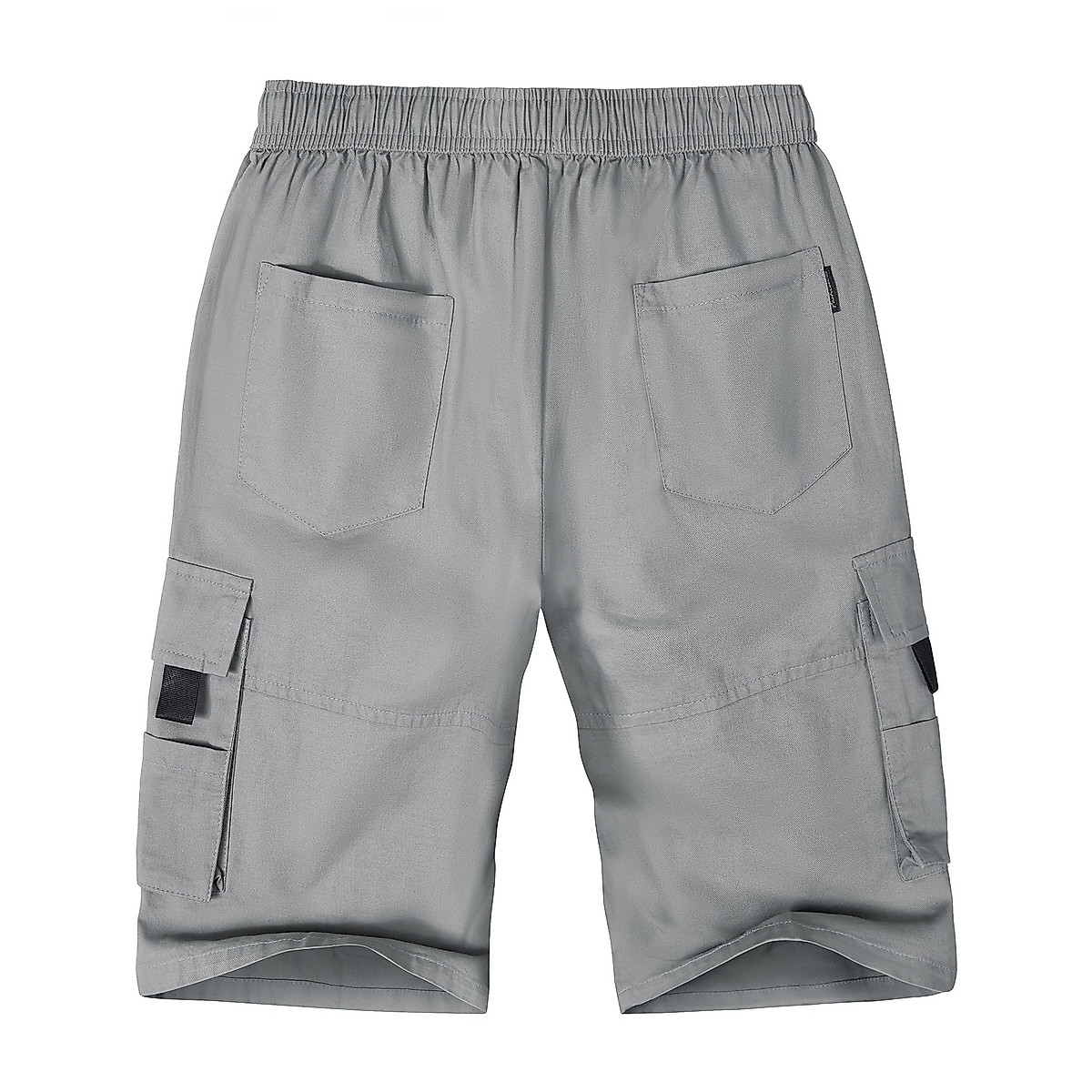 ELETOP Men's Cargo Shorts Casual Cotton Elastic Waist Work Shorts Drawstring Big Tall Classic Stretch Shorts A901 Silver Grey 4XL