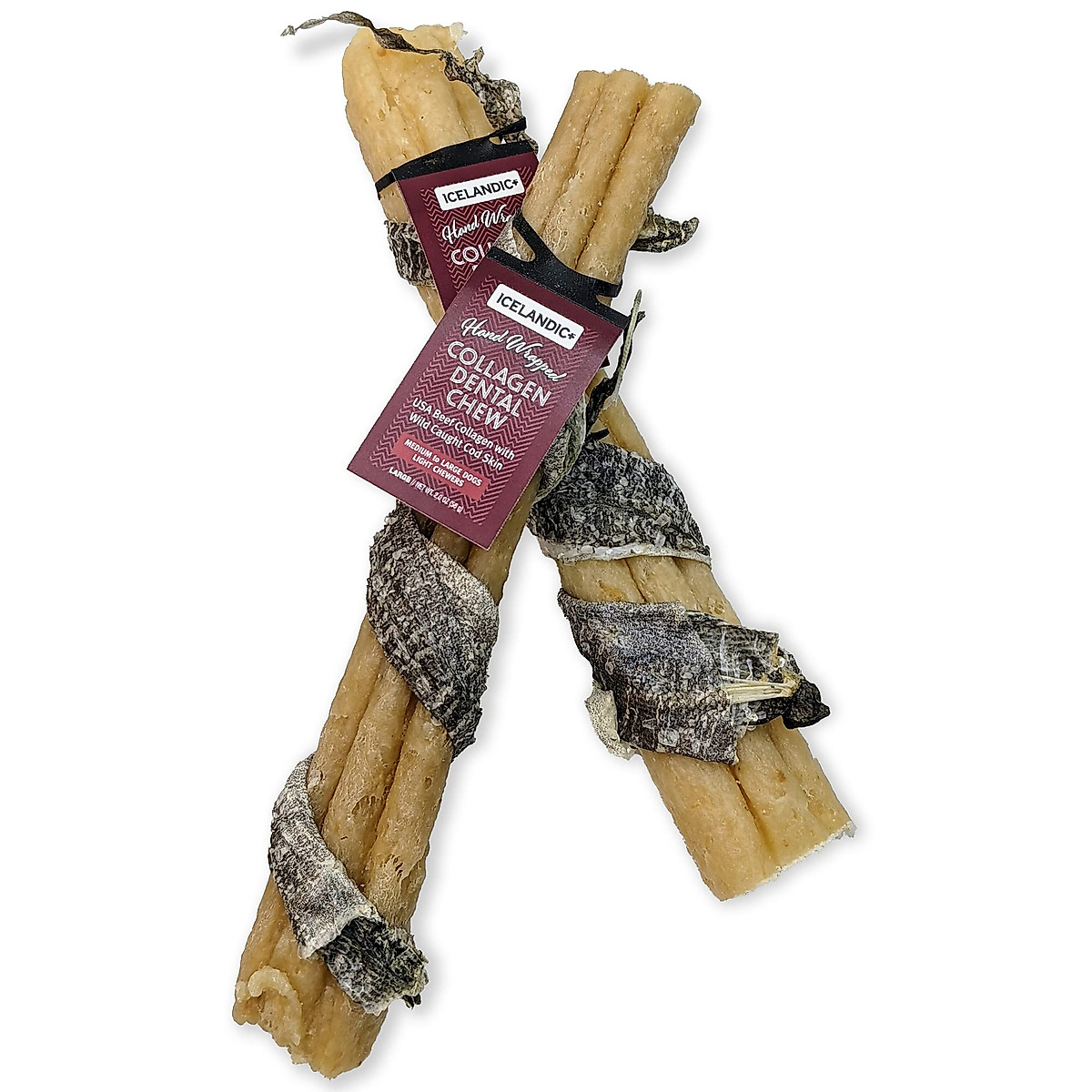 Icelandic+ Beef Collagen Dental Chew Stick Wrapped with Fish 8" Dog Treat