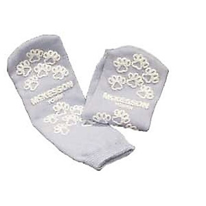 McKesson Unisex Non-skid Slipper Socks Adult Sz. 10.5 to 11.5 Gray 1 Pair