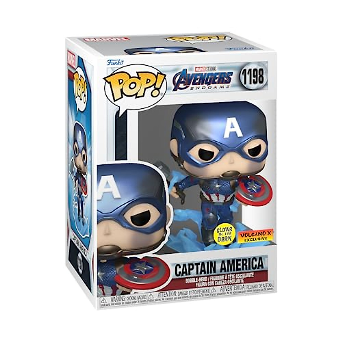 Funko POP! Marvel Avengers Endgame Captain America with Broken Shield & Mjolnir (Glow in The Dark & Metallic), Exclusive
