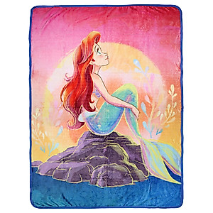 Disney The Little Mermaid Ariel Sunset Dreams Princess Throw Blanket 46" x 60" Soft Fleece Throw Blanket for Bed Couch