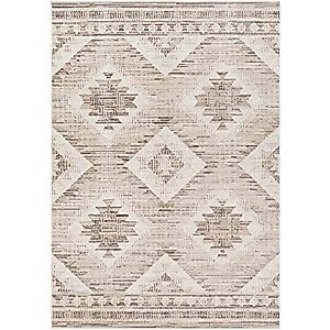 BoutiqueRugs Smoketown Traditional Area Rug - Tan, Black, White - 7'10" x 10'2"