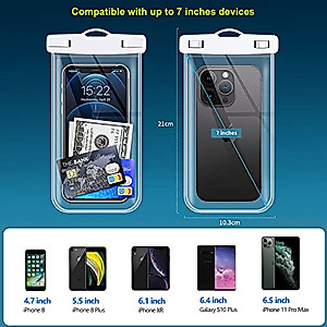 Universal Waterproof Phone Pouch Bag - 3Pack, Waterproof Phone Case Compatible with iPhone 14 Pro Max/13/12/11/XR/X/SE/8/7, Galaxy S22/S21 Google Up to 7’’, IPX8 Dry Bag Vacation Essentials.