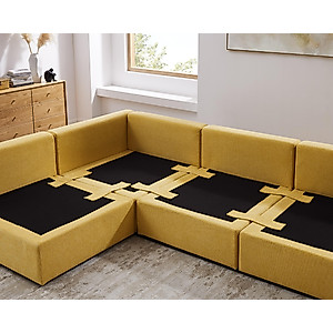 VANOMi 149" Oversized Modular Sectional Sofa, Extra Large U Shaped Couch with Reversible Chaise, 6 Seater Living Room Sofa Couch, Warm Yellow