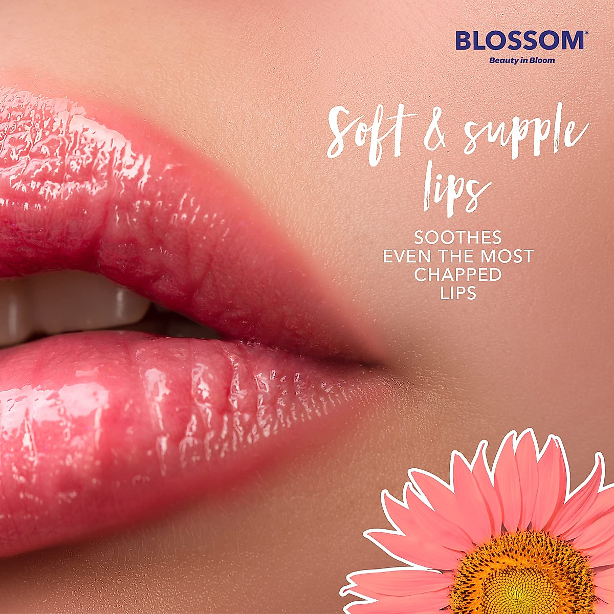 Blossom Moisturizing and Hydrating Shimmer Sparkle Lip Oil with Olive Oil + Grape Seed Oil, Infused with Real Flowers, 3g, Watermelon