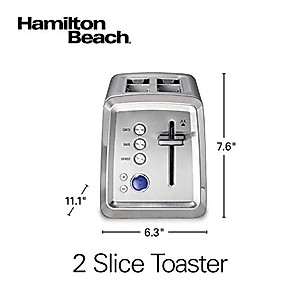 Hamilton Beach 2 Slice Toaster with Digital Read Out, Extra-Wide Slots, Bagel Setting, Toast Boost, Slide-Out Crumb Tray, Auto-Shutoff & Cancel Button, Defrost Function, Stainless Steel (22796)