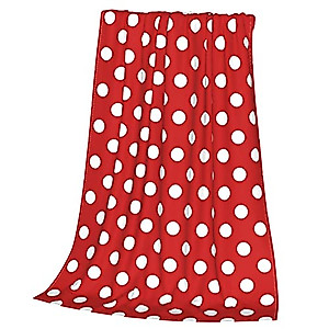 Red and White Polka Dot Throw Blanket Girls Women 50 X 40 Inch Lightweight Flannel Fuzzy Blanket Aesthetic Cozy Soft All Seasons Plush Blanket for Couch Bed Sofa