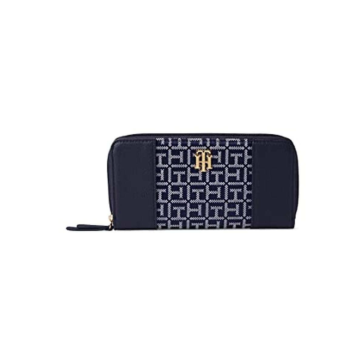 Tommy Hilfiger Antonella II Zip Around Wallet Square Monogram Jacquard Navy/White One Size