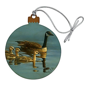 Canada Canadian Geese Family Wood Christmas Tree Holiday Ornament