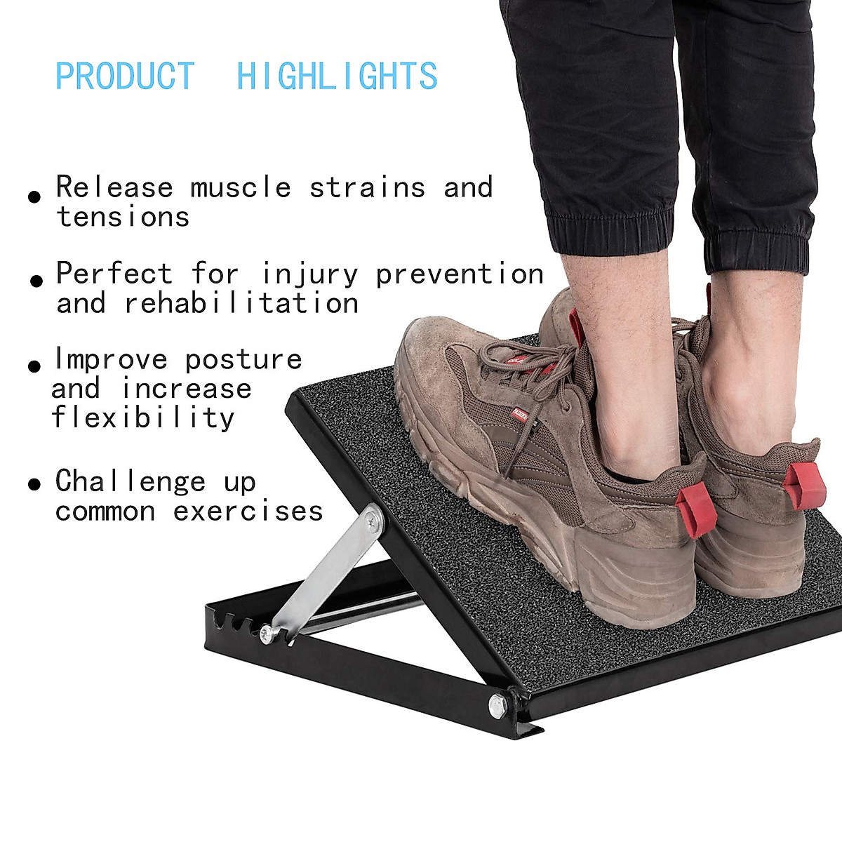 WL Professional Steel Calf Stretcher, Adjustable Ankle Incline Board and Stretch Board, Slant Board with Full Non-Slip Surface, 16" x 14", 4 Positions (500 LB Capacity)