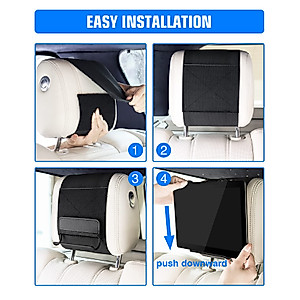 WONNIE Upgrade Tablet Holder for Car, Car Headrest Mount Holder for Back Seat, Car Tablet Mount for Kids with Silicone Strap & Anti-Slip Holding Clamps, Fits All 10-12.9" Tablets