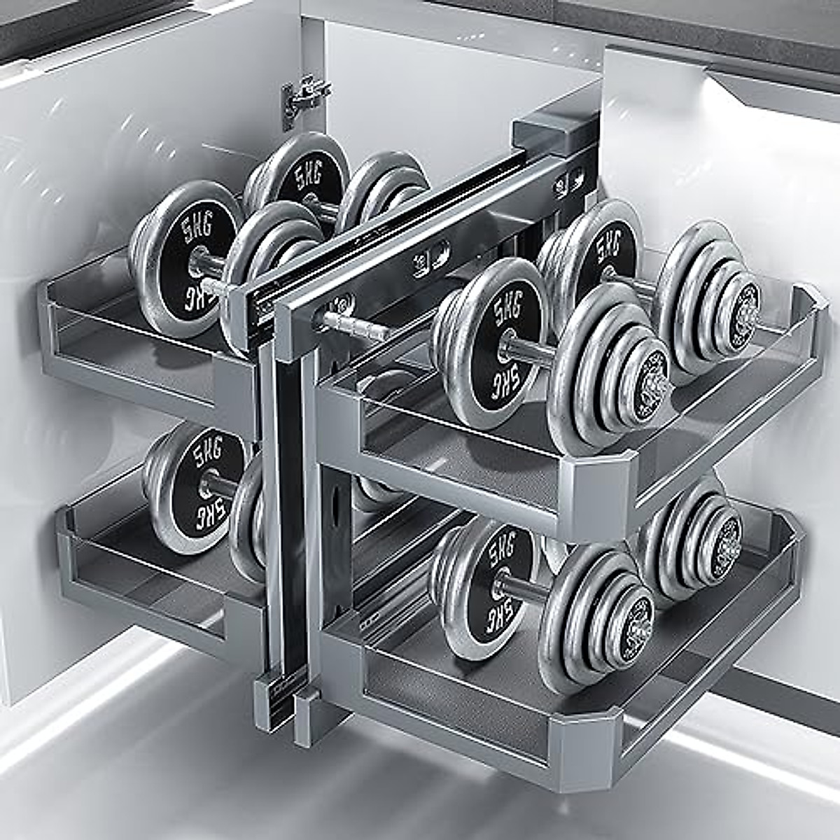 AHDFY Kitchen Cabinet Pull Out Shelves, Blind Cabinet Pull Out Organizer, Corner Built-ins Basket Kitchen Cabinet Pull Out Shelves for Pantry Cabinet Cupboard Table,800CABINTE