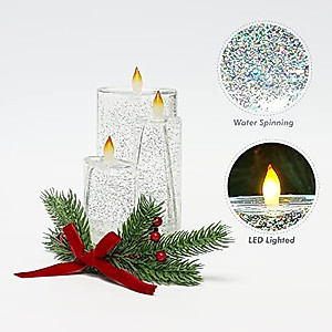 Christmas Tabletop Decor, Snow Globe Water Spinning LED Lighted Candles, Battery Operated (not Included) (6.8" H x 4.8" W x 4.8" D) by Moments in Time