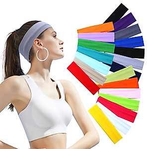 AQSXO 42 Pack Soft Elastic Stretch Athletic Hair Bands, Fashion Headbands for Women's Hair and Girls
