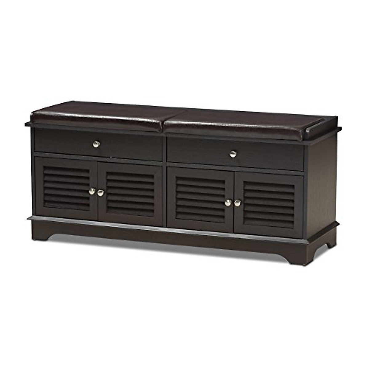 Baxton Studio Laertes Modern and Contemporary Dark Brown Wood 2-Drawer Shoe Storage Bench