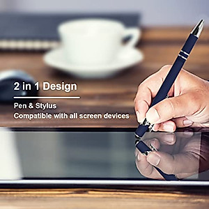 Oddmoal Ballpoint Pen with Stylus Tip, Soft Touch Click Metal Pen, 1.0mm Medium Point, Black Ink, 12 Count(Mixed Color)