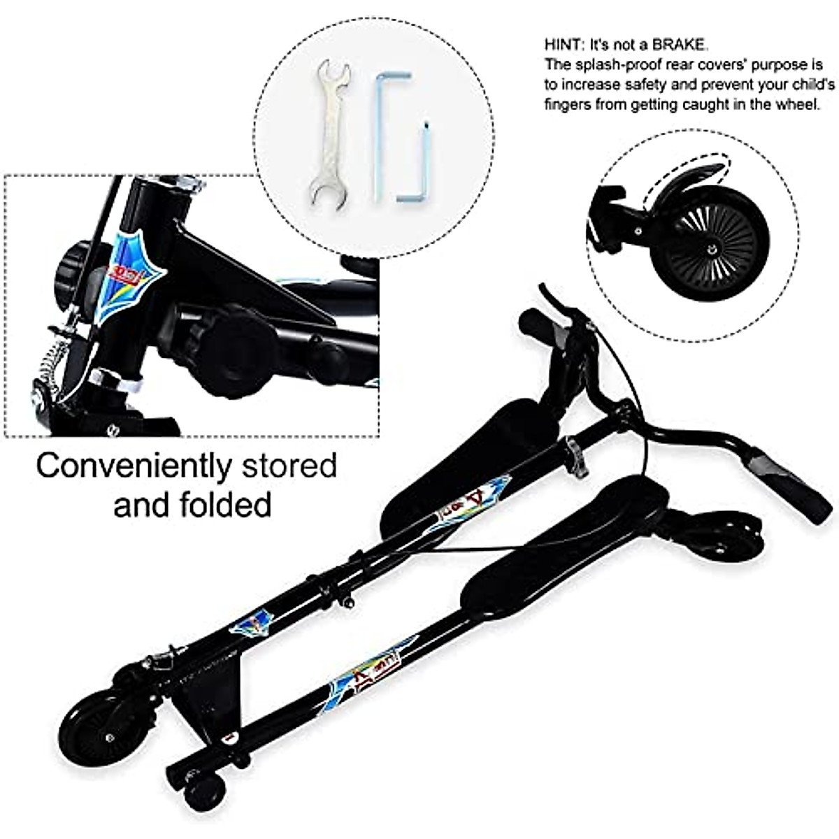 AODI Swing Wiggle Scooter, 3 Wheels Drifting Scooter with Adjustable Height/Folding Kick Scooter for Kids/Woman/Men Age 6+ Years Old