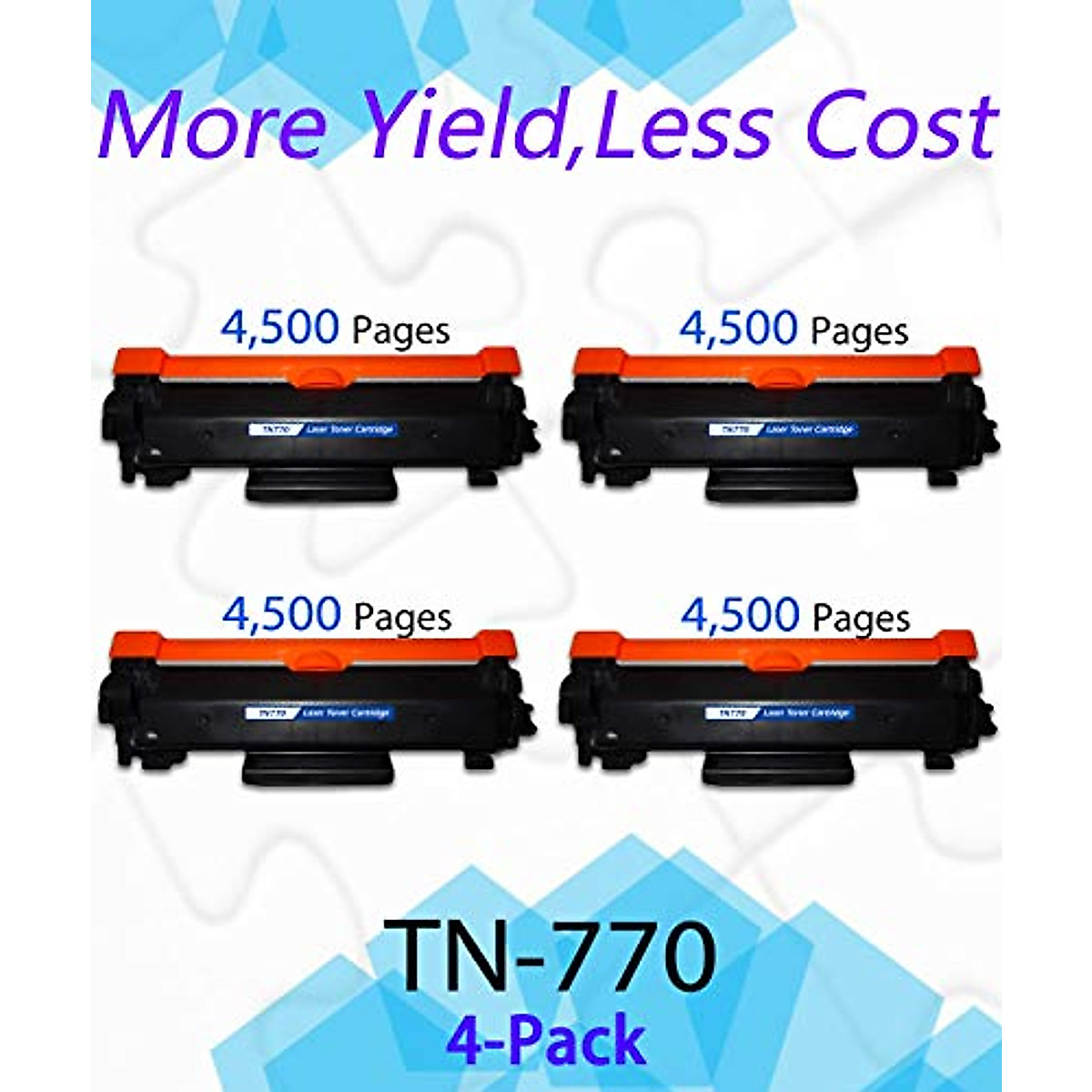 (4-Pack, Super High Yield) Compatible TN770 Toner Cartridge TN-770 Used for MFC-L2750DW L2750DWXL HL-L2370DW L2370DWXL Printer, Sold by EasyPrint