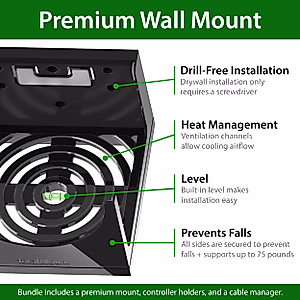 TotalMount – Wall Mount for Xbox Series X – Prevents Your Xbox from Falling by Securing Each Side (Large Bundle: Wall Mount and 3 Controller Holders)
