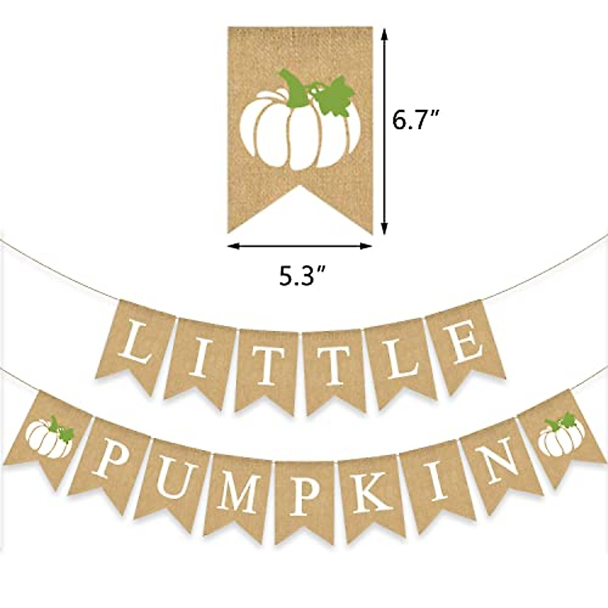 Gankbite Little Pumpkin Burlap Banner Baby Shower Garland White Pumpkin Decoration Rustic Bunting Sign