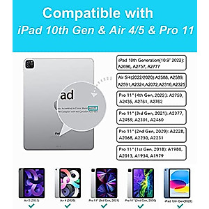 SUPLIK Kids Case for iPad 10th Generation (10.9", 2022) & iPad Air 5th/4th Gen & iPad Pro 11, Durable Shockproof Lightweight Kids Case with Stand/Handle/Pencil Holder for iPad 10.9/11 inch, Pink