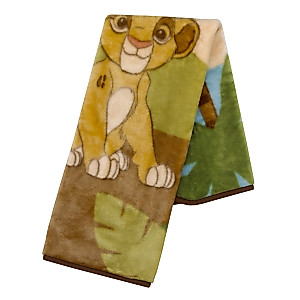 Disney Lion King Urban Jungle Luxury Plush Throw Blanket, Tan/Brown/Green/Ivory, 30x45 Inch (Pack of 1)