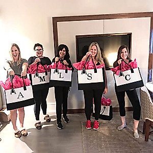 MRYUWB Large Personalized Initial Cotton Canvas Gift Tote Bag for Women Wedding Birthday Bag, Monogram Embroidery Beach Bag (B)