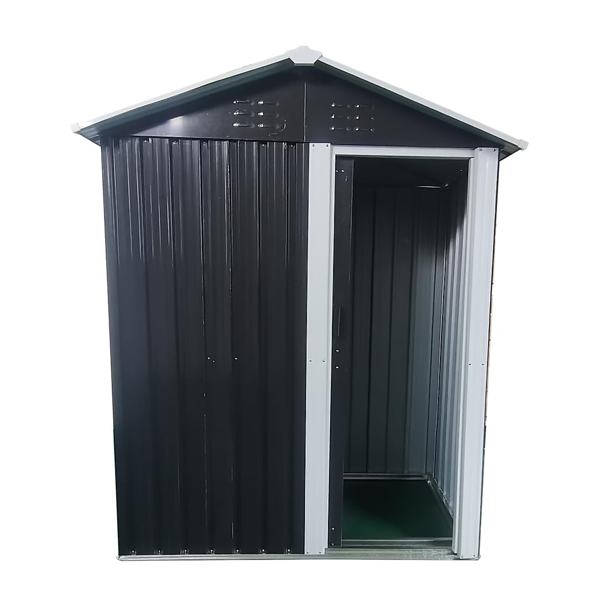 Outdoor Metal Storage Shed with Singe Lockable Door,Galvanized Metal Shed with Air Vent Suitable for The Garden,Tiny House Storage Sheds Outdoor for Backyard Patio Lawn-5'x 3', Black