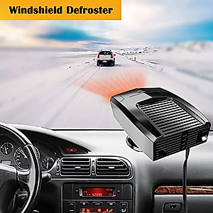 12V 180W Car Heater,360°Rotatable Car Defroster Defogger Portable Fan 2 in 1 Heating and Cooling Fan Plug in Cigarette Lighter Plug(Red)