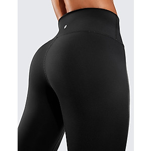CRZ YOGA Women's Hugged Feeling Compression Leggings 25 Inches - Thick High Waisted Tummy Control Workout Pants Tights Black Small