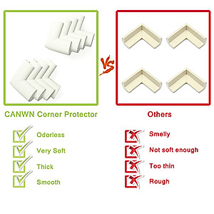 [8 Pack] Child Safety Corner Protectors, Canwn Soft Foam Baby Proofing Corner Guards Right Angle No Smell Table Corner Protectors for Baby and Kids(White)