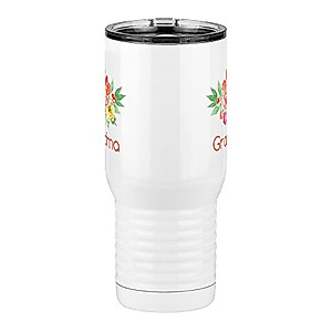 Just So Posh Grandma Flowers Tumbler, Travel Coffee Mug with Handle and Slider Lid, White 20 oz Polar Camel, Stainless Steel, Vacuum Insulated