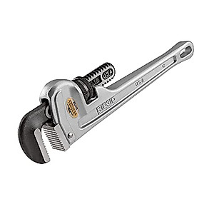 RIDGID 47057 Aluminum Straight Pipe Wrench, 12" Sturdy Plumbing Wrench with Self Cleaning Threads and Hook Jaws