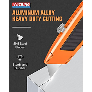 Utility Knife Box Cutter Retractable Heavy Duty SK5 Steel Blades Razor Knife Utility For Boxes Cardboard Carpet 2Pack Box Cutters (4-Pack, Multicolored)