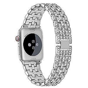 Dsytom Bing Band Compatible with Apple Watch Band 38mm 40mm 41mm,Jewelry Replacement Metal Wristband Strap for iWatch Band Series Ultra 2 9/8/7/6/5/4/3/2/1/SE Ultra(Silver)