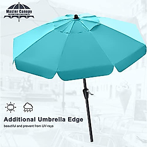 MASTERCANOPY Valance Patio Umbrella for Outdoor Table Market -8 Ribs (9ft, Turquoise)