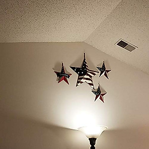 Patriotic Metal Barn Star Hanging Wall Decor 3D Dimensional Star Barn Outdoor Indoor 4th of July Decoration