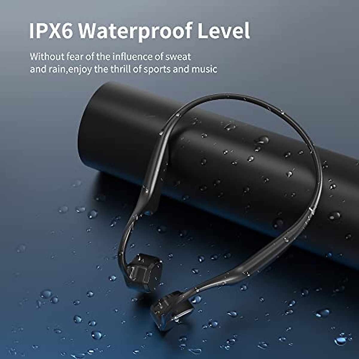 AMAFACE Bone Conduction Headphones with Mic,Titanium Lightweight,Open Ear Headphones Noise Reduction Waterproof Wireless Bluetooth 5.0 Sport Headset for Running, Bicycling, Hiking, Yoga -Black